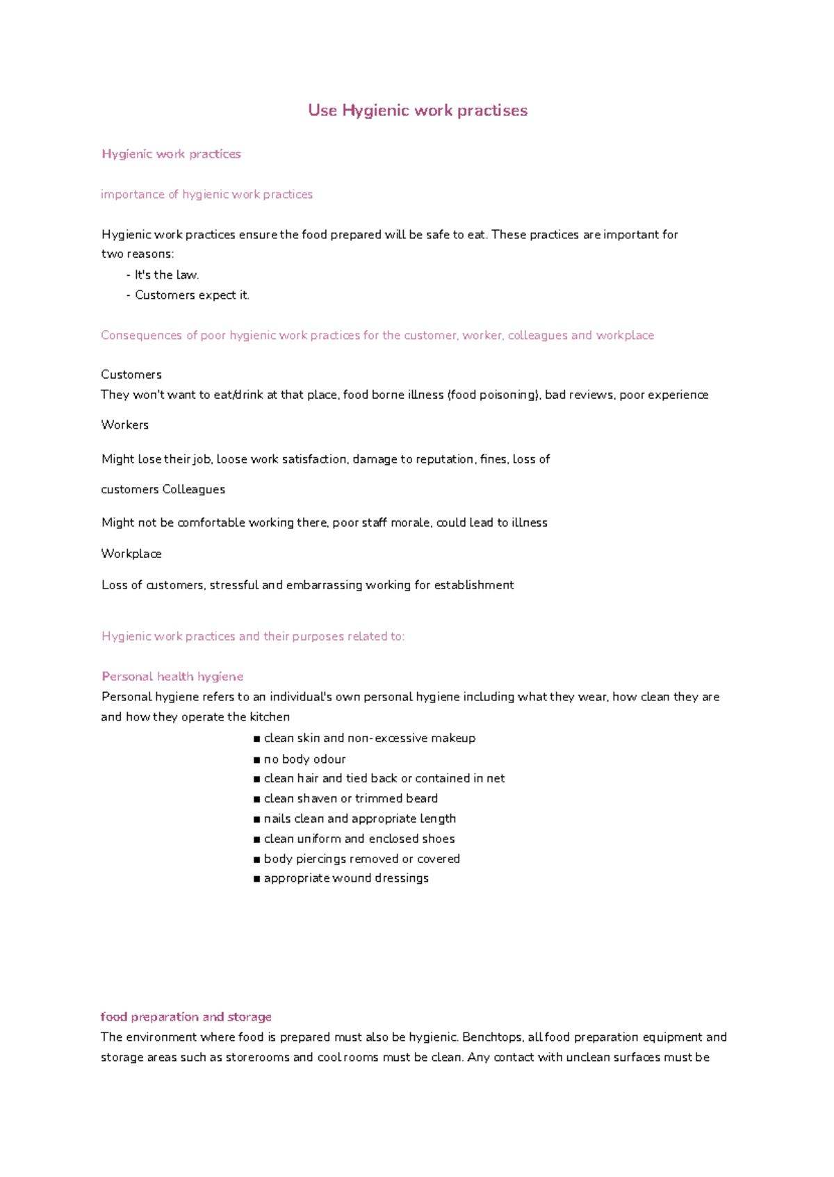Food Safety Program Guidelines for Hospitality (FSANZ 2016) - Studocu