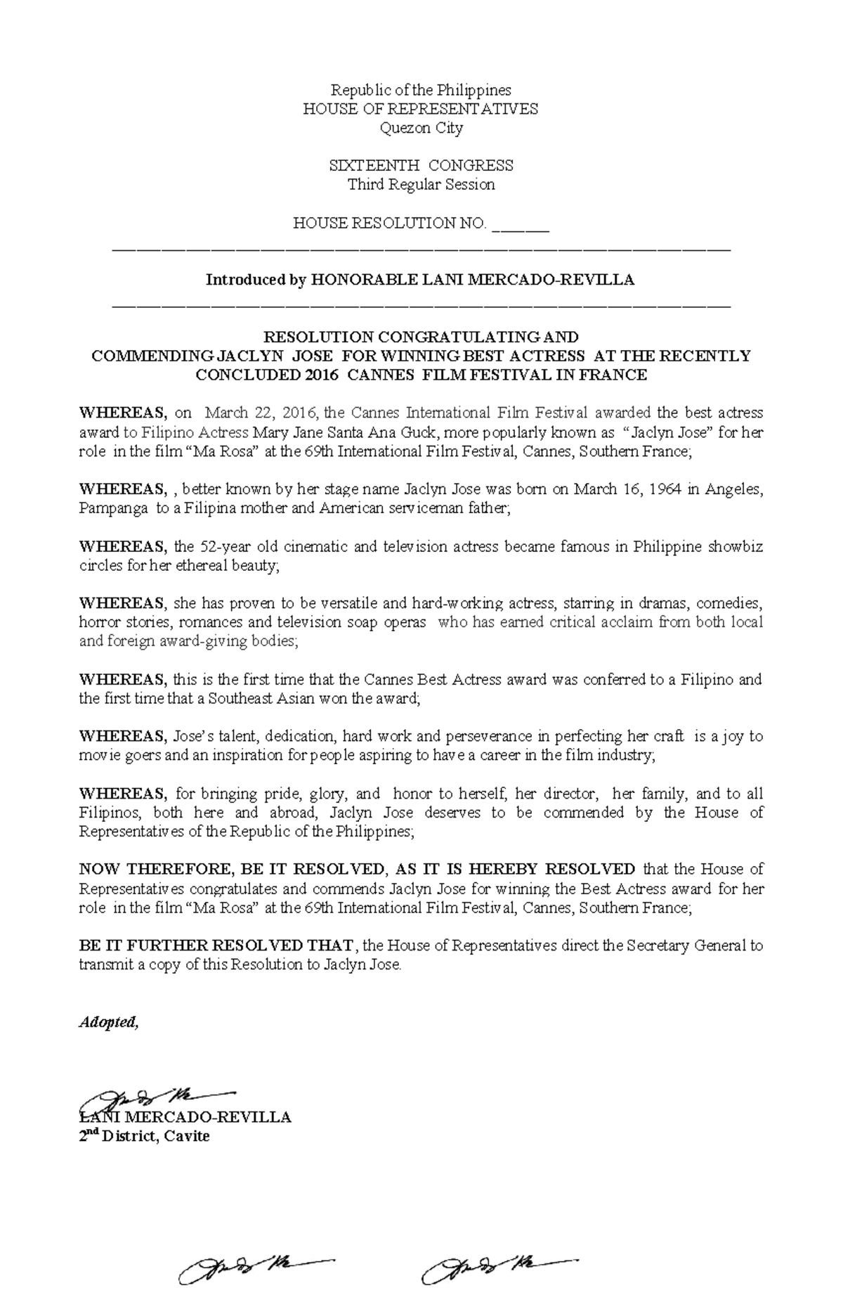 Resolution Commending - Republic of the Philippines HOUSE OF ...