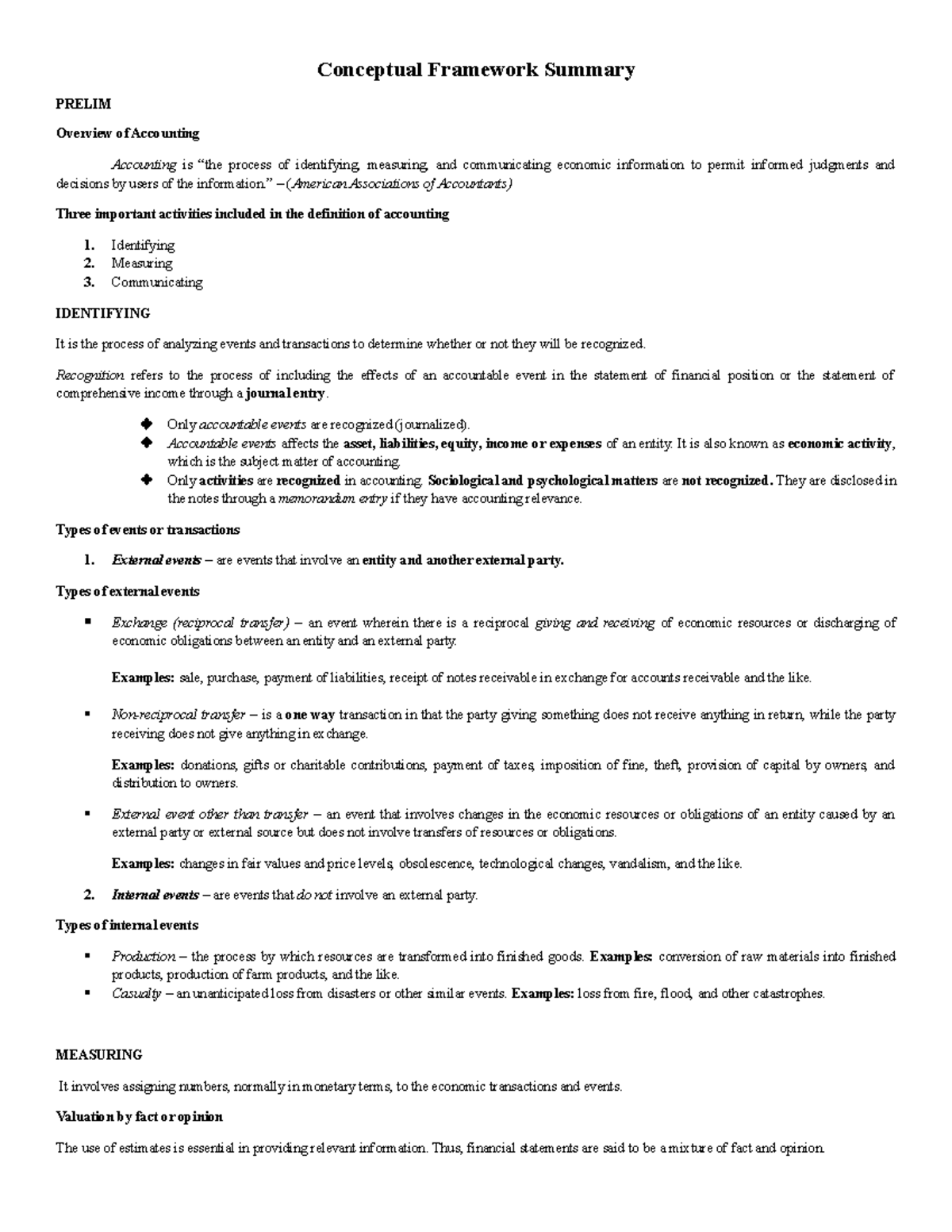Conceptual Framework Summary - Conceptual Framework Summary PRELIM ...