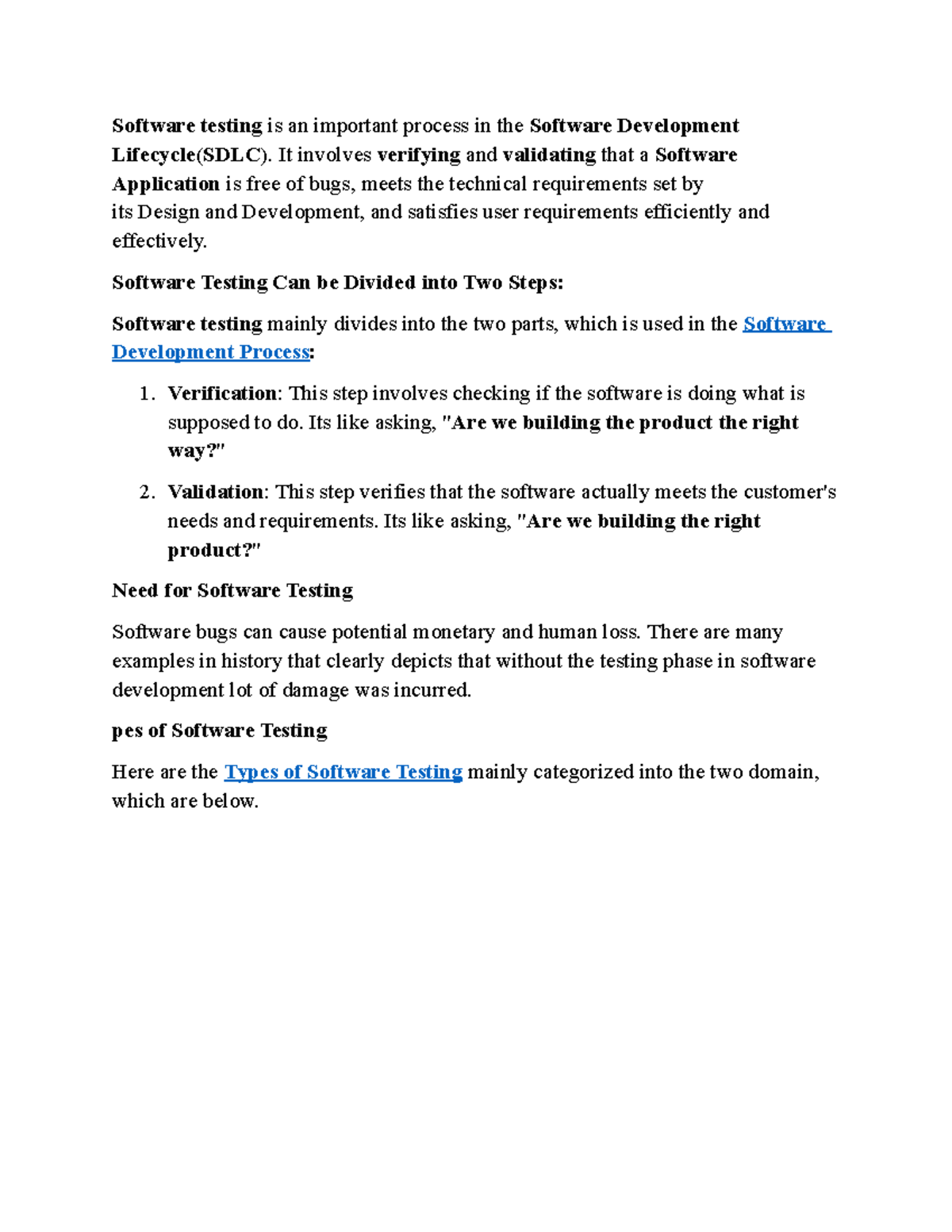 Software Testing Overview: 21 Types and Their Importance in SDLC - Studocu