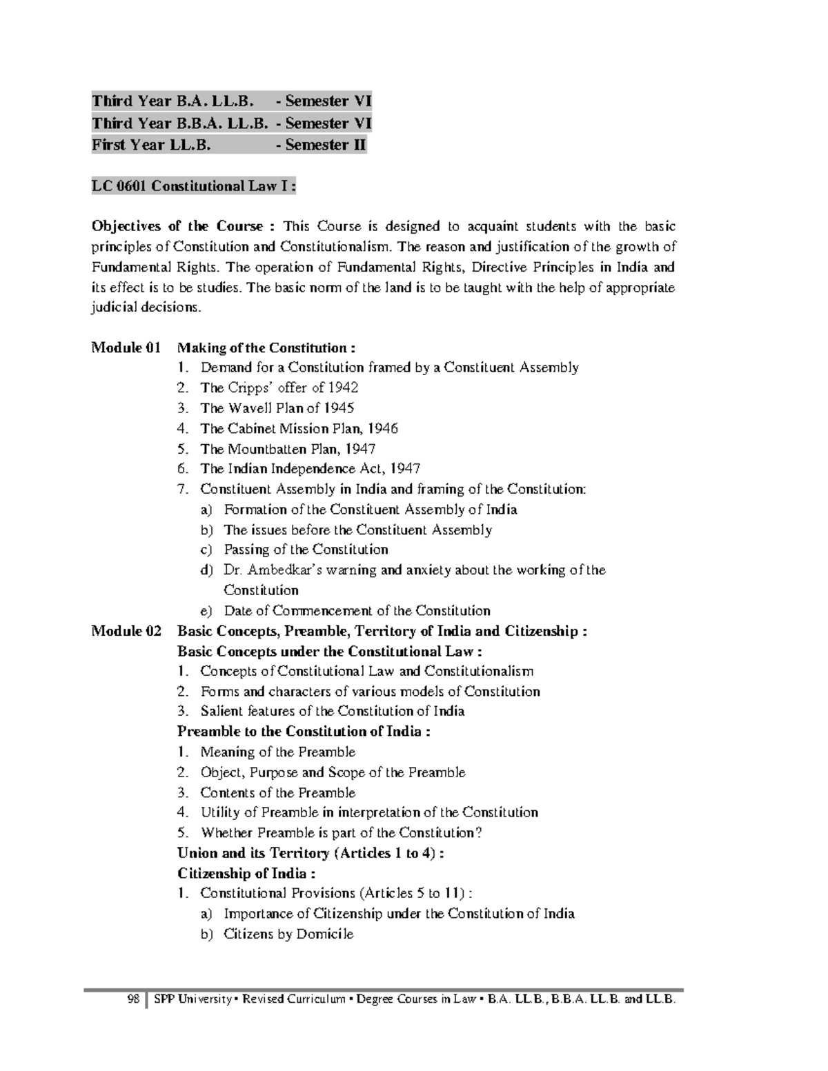 6th Sem Syllabus - Yyu - Third Year B. LL. - Semester VI Third Year B.B ...