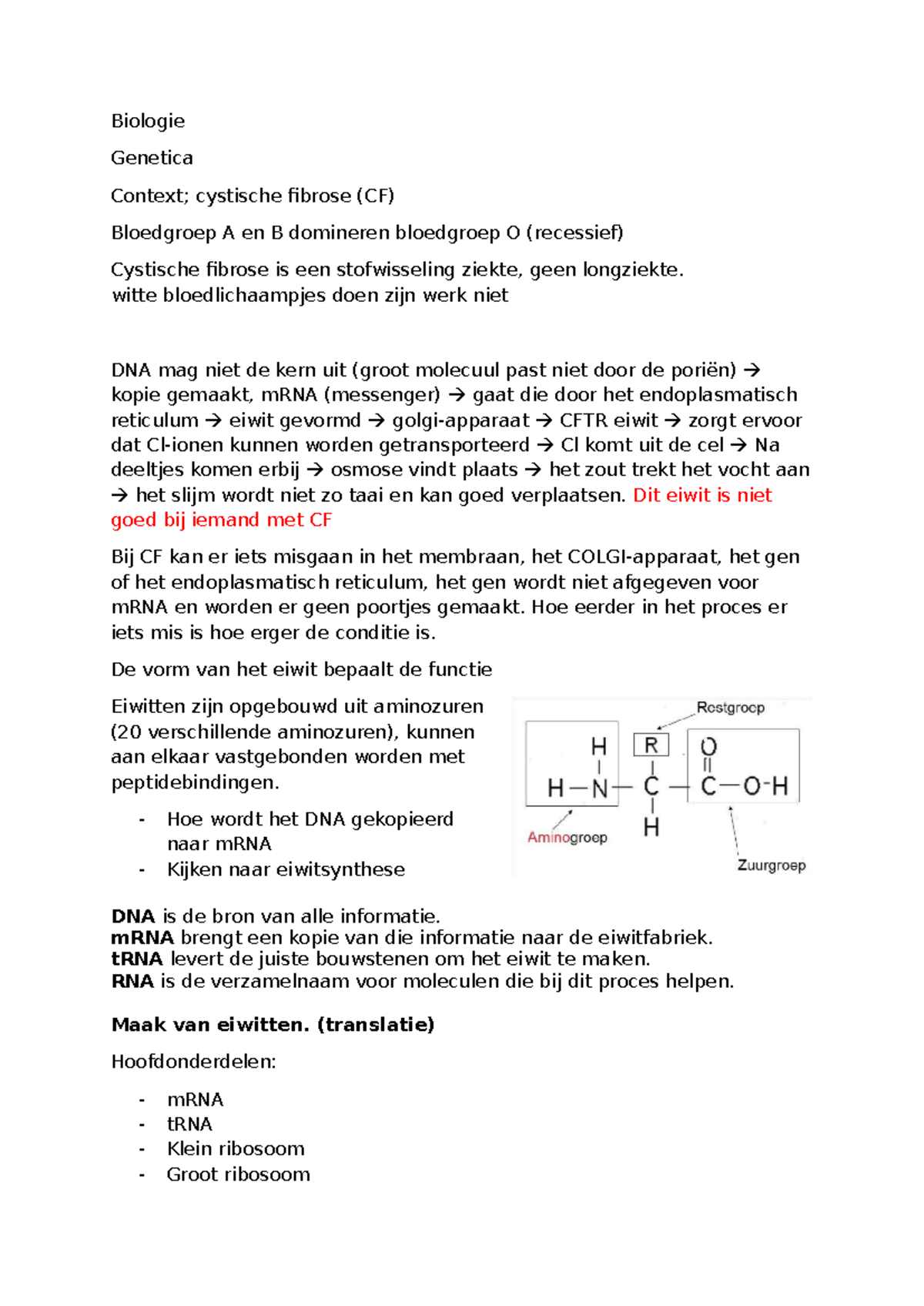 Genetica en Erfelijkheid: Moleculaire Biologie van Cystische Fibrose ...