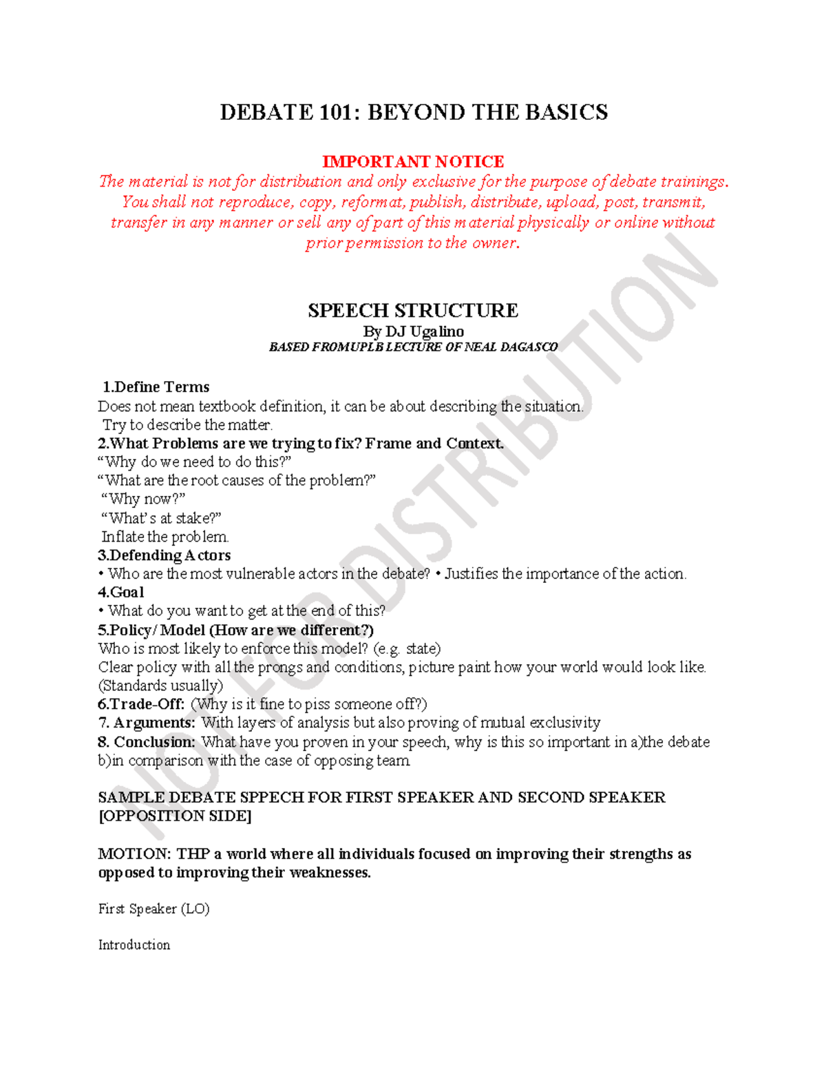 Debate-101-Lecture-Notes: Advanced Strategies in Debating Techniques ...