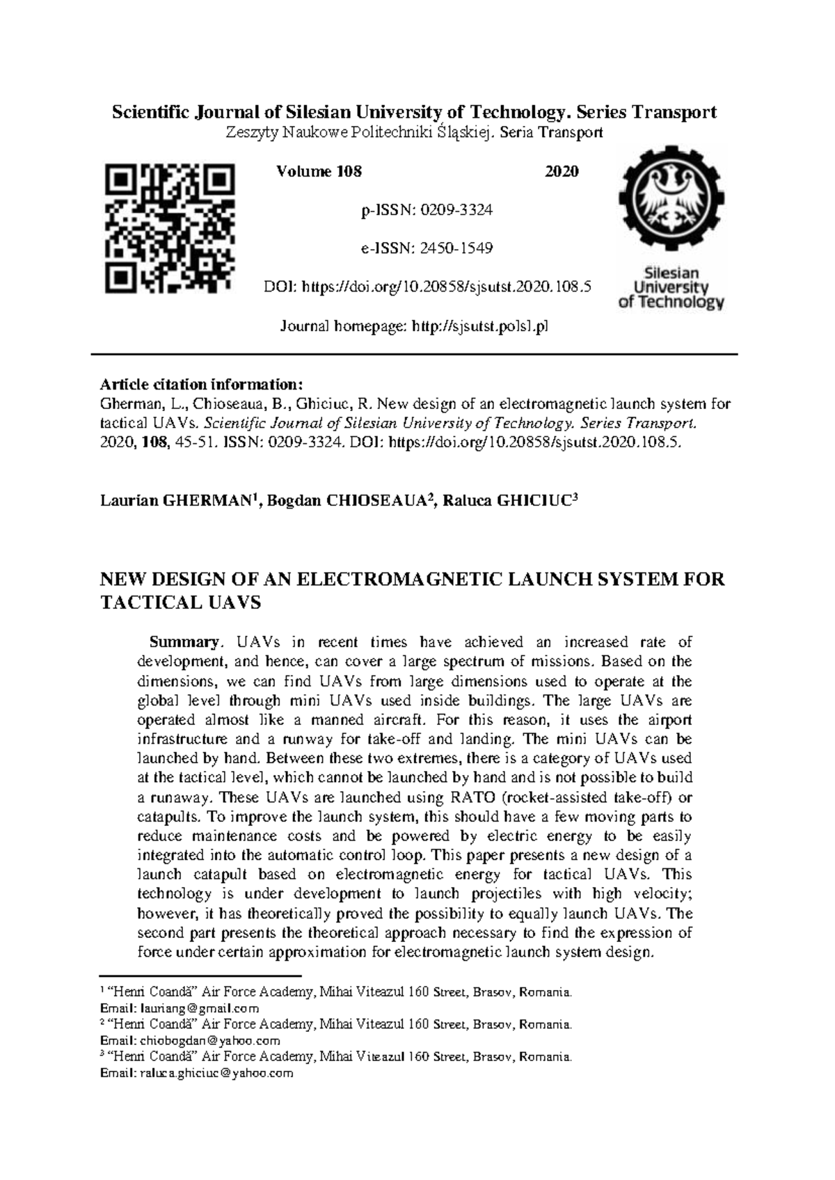 New Design of an Electromagnetic Launch System for Tactical UAVs ...
