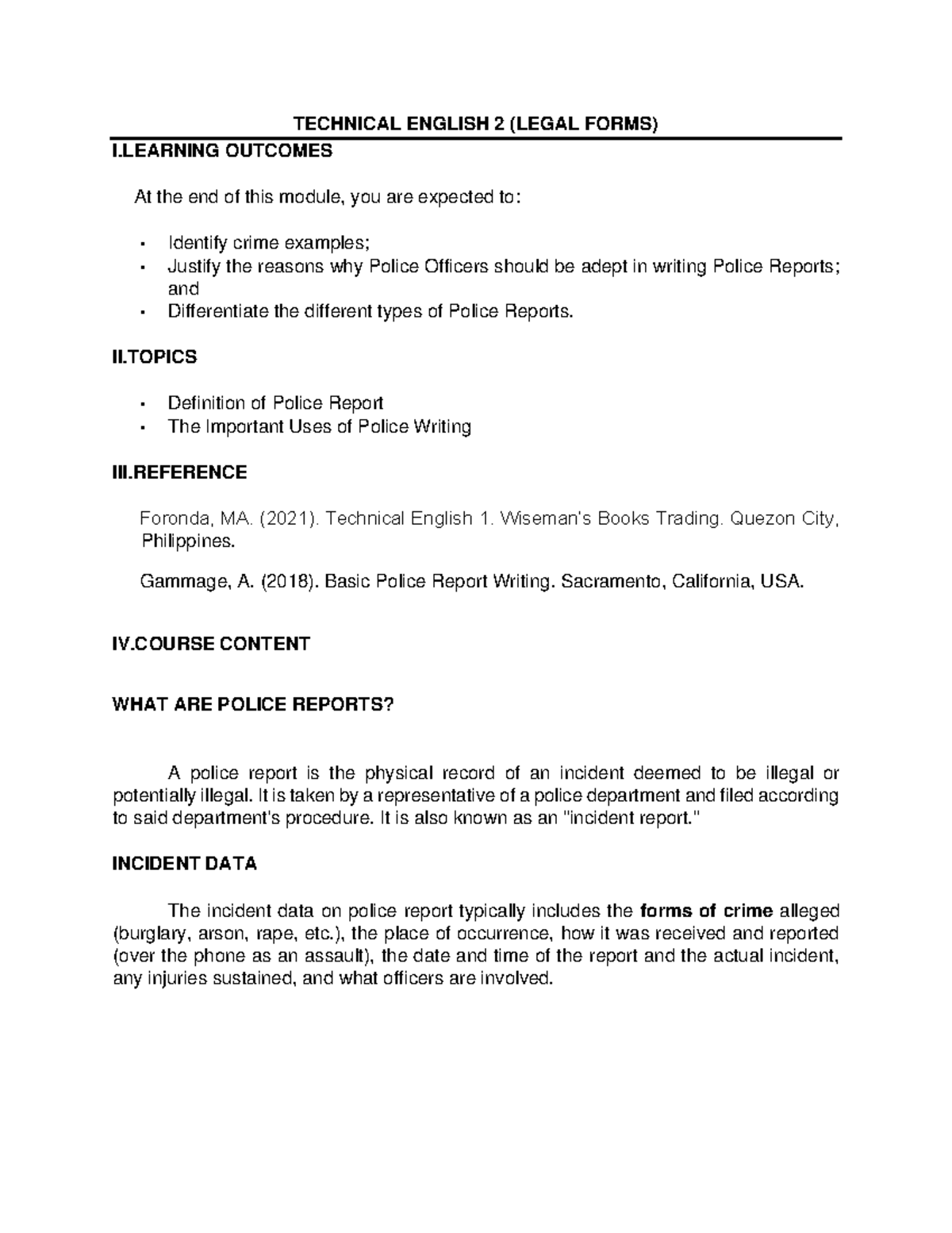 CDI Topic 3 - TECHNICAL ENGLISH 2 (LEGAL FORMS) - TECHNICAL ENGLISH 2 ...