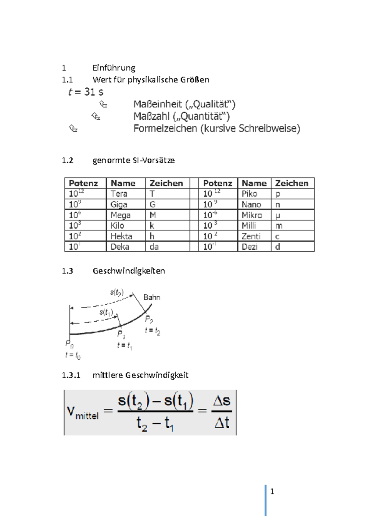 Formelsammlung Physik - 1 Einführung 1 Wert für physikalische Größen 1 ...