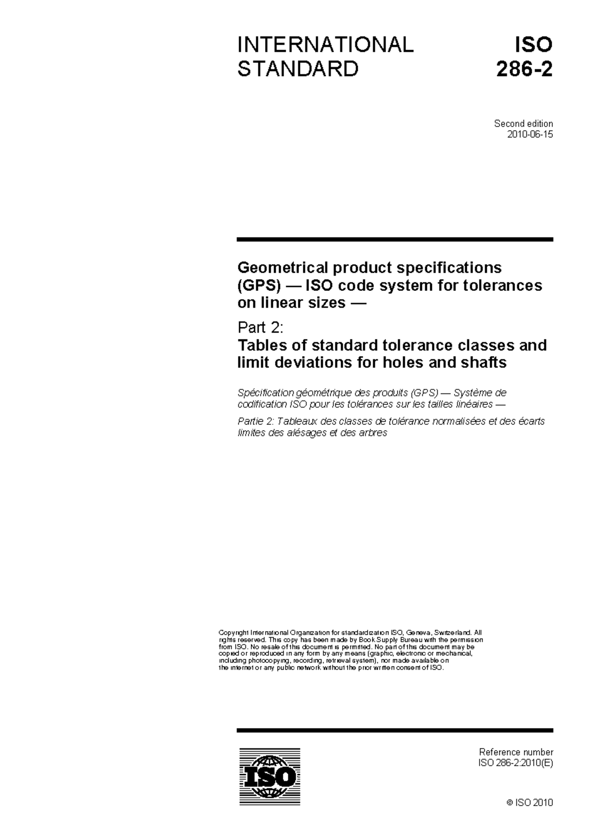 ISO 286-2: Tolerance Classes & Limit Deviations for Holes and Shafts ...