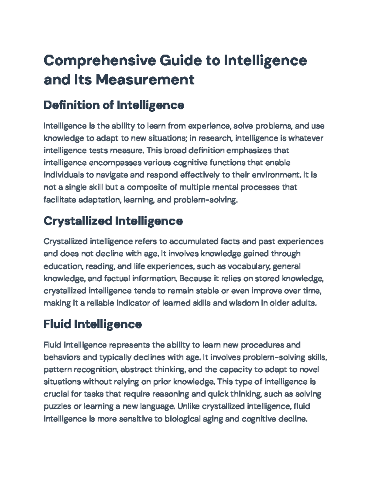 Comprehensive Guide to Intelligence Measurement and Theories ...