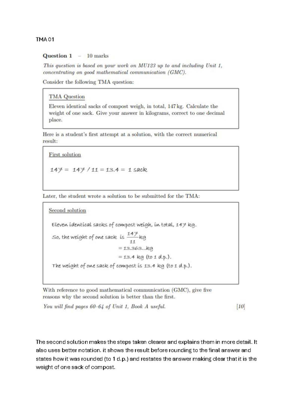 MU123 TMA 01 - Detailed Solutions and Calculations Explained - Studocu