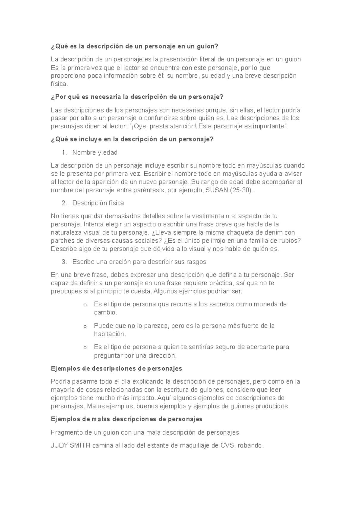 Qué es la descripción de un personaje en un guion - ¿Qué es la ...