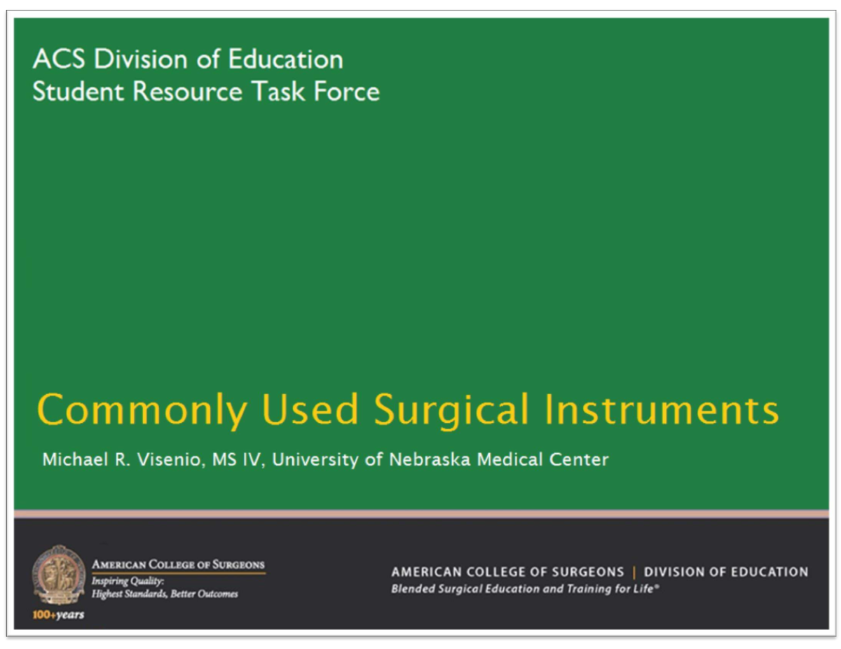 COMMON SURGICAL INSTRUMENTS MODULE: A Comprehensive Overview - Studocu