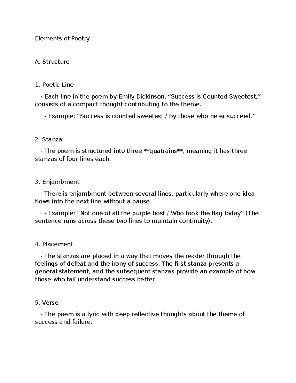 Elements of Poetry: Analysis of Emily Dickinson's "Success is Counted ...