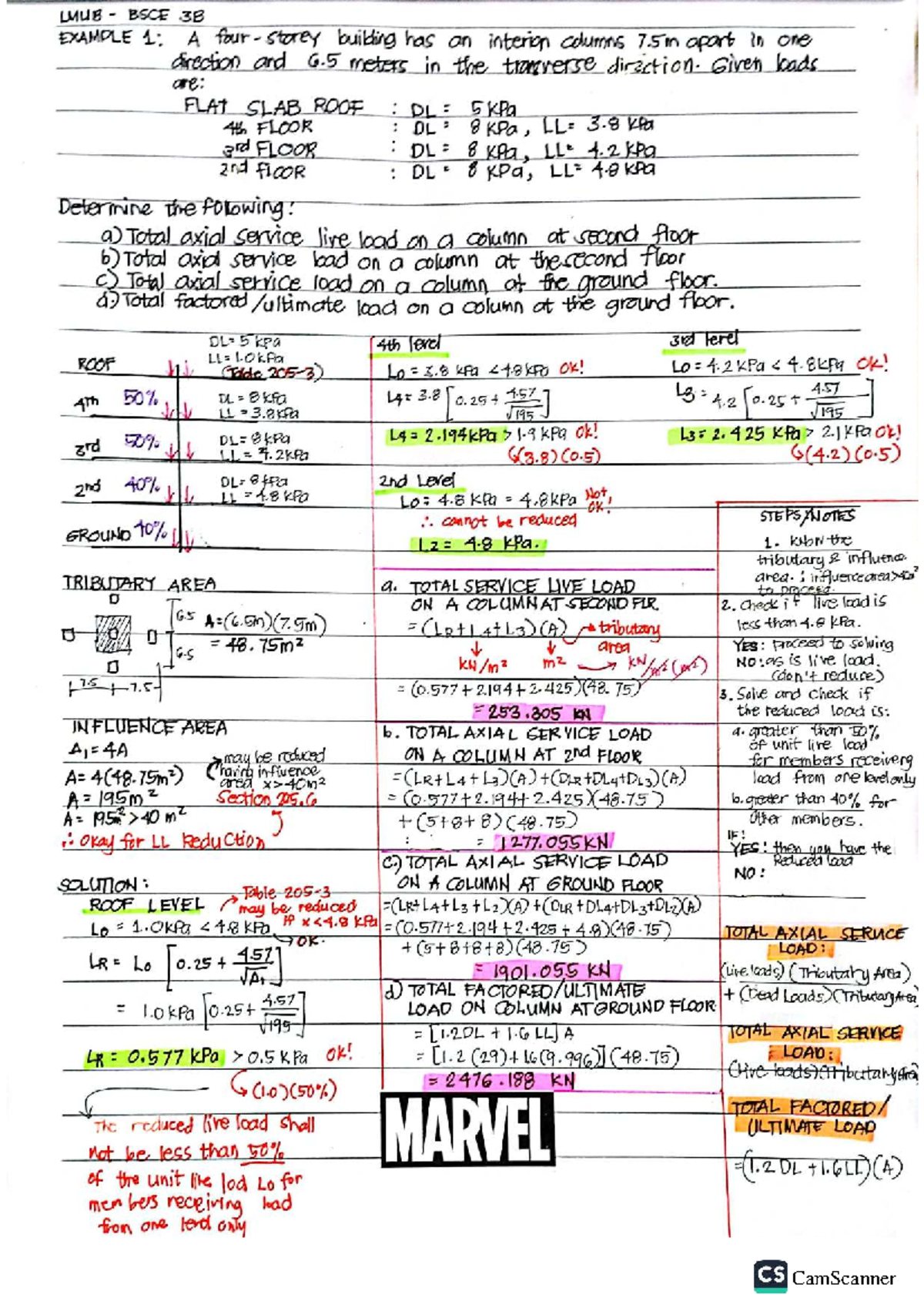 LMUB CE 3B Final Exam: Live Load Reduction & Floor Framing Analysis ...