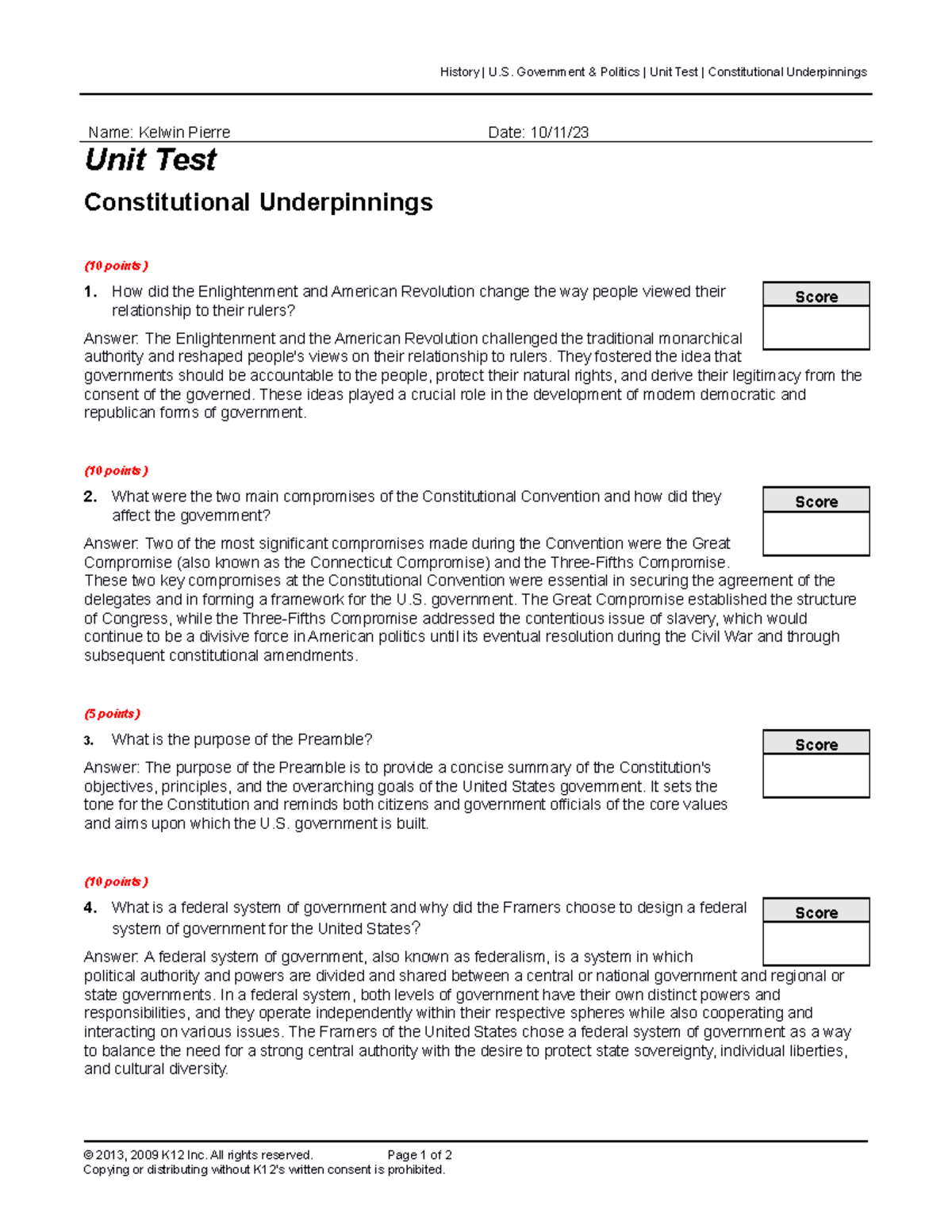 Unit Test P2 - U.S. History Exam Notes and answers part 2 - History | U ...