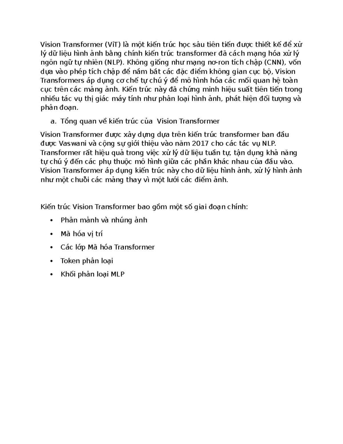 Tổng Quan về Kiến Trúc Vision Transformer (ViT) trong Thị Giác Máy Tính ...
