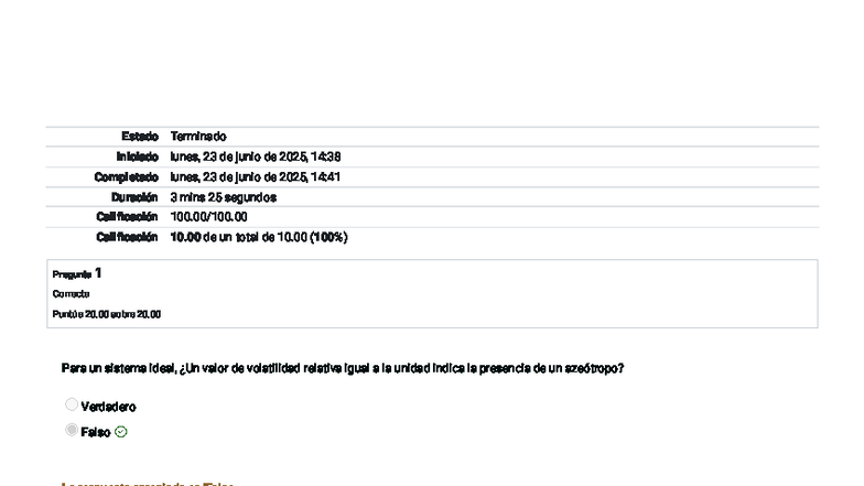 Examen Corto 3 de Destilación - Lunes 23 de Junio - Studocu