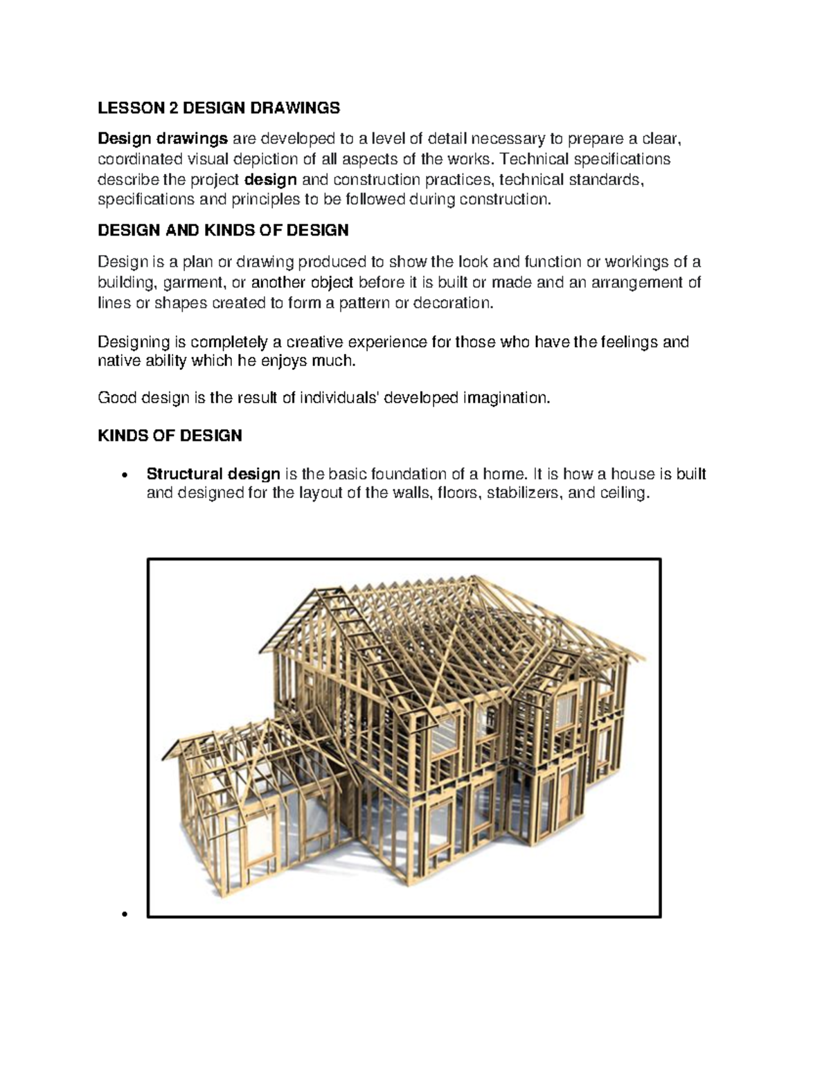 Lesson 2: Design Drawings and Types of Design - Studocu