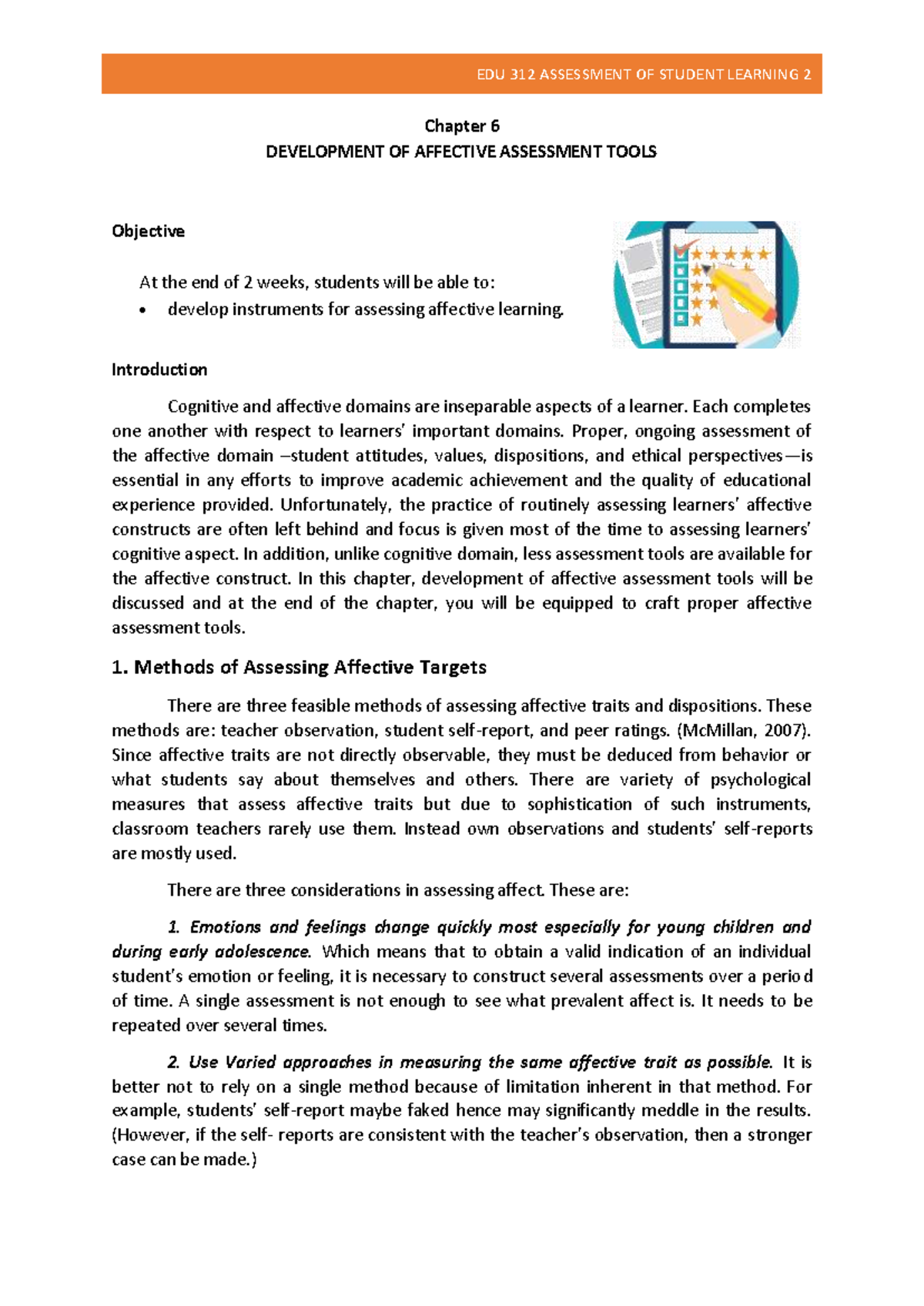 Develpment of Affective Assessment Tools - Chapter 6 DEVELOPMENT OF ...