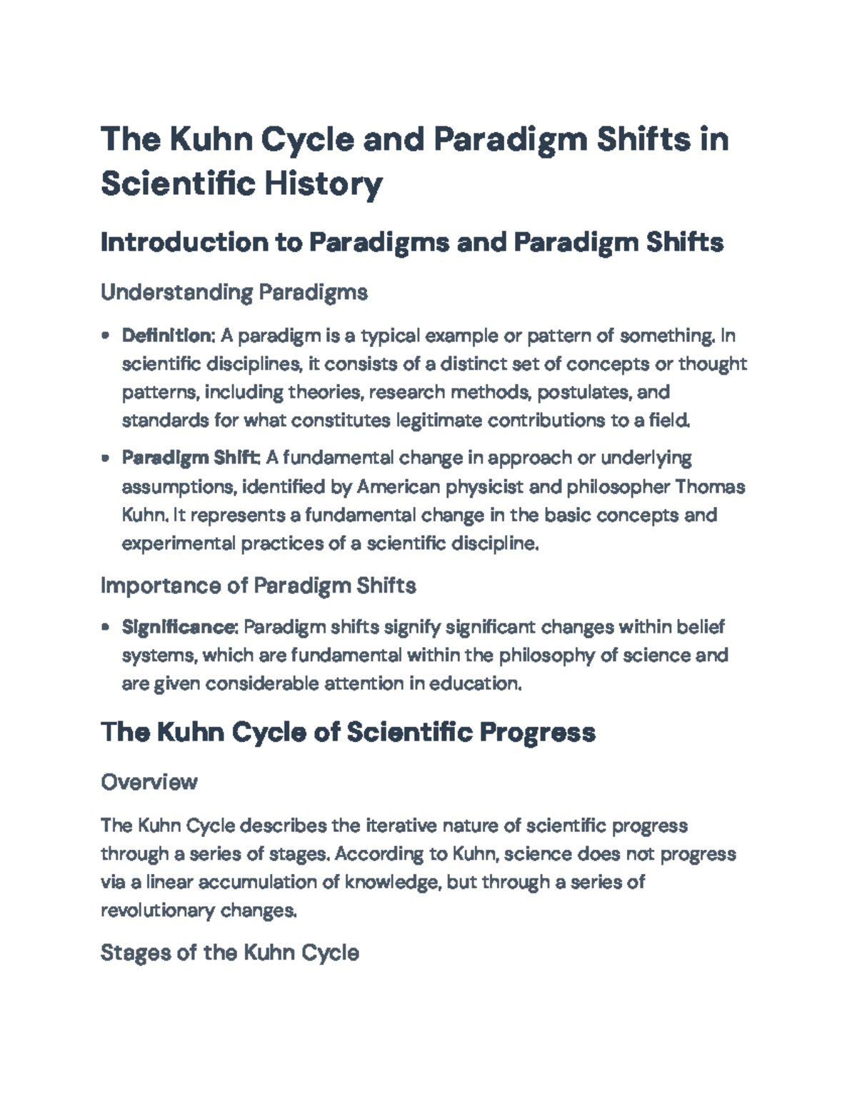 Kuhn Cycle and Paradigm Shifts in Scientific History Analysis - The ...