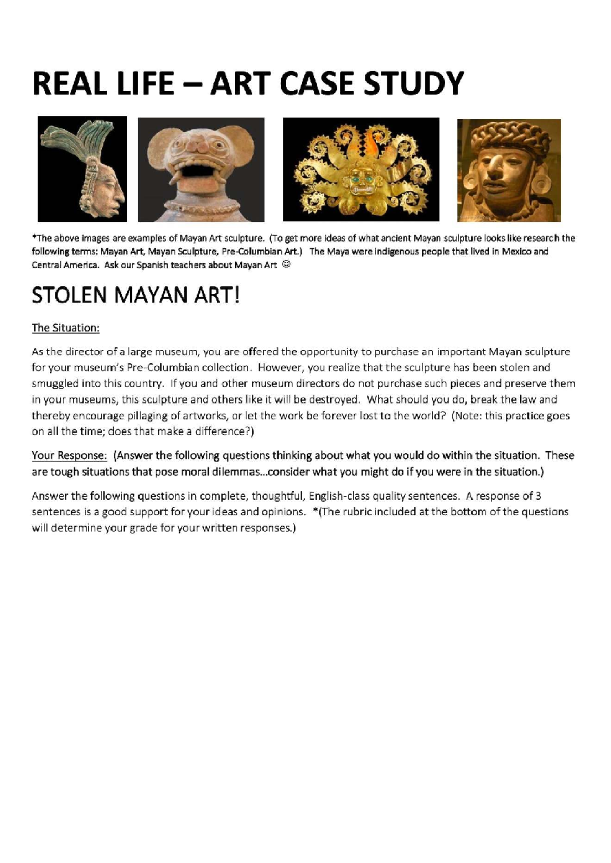 Mayan Art Case Study: Ethical Dilemmas in Museum Acquisition - Studocu