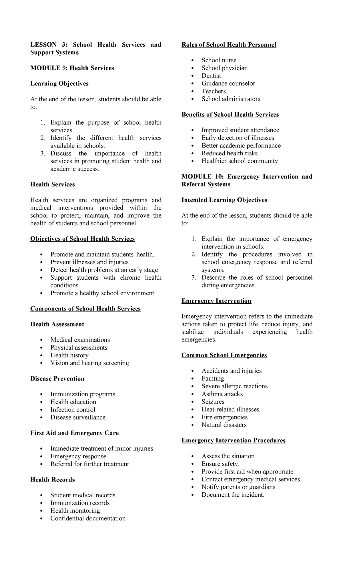 LESSON 3: Coordinated School Health Program Modules 9-12 - Studocu