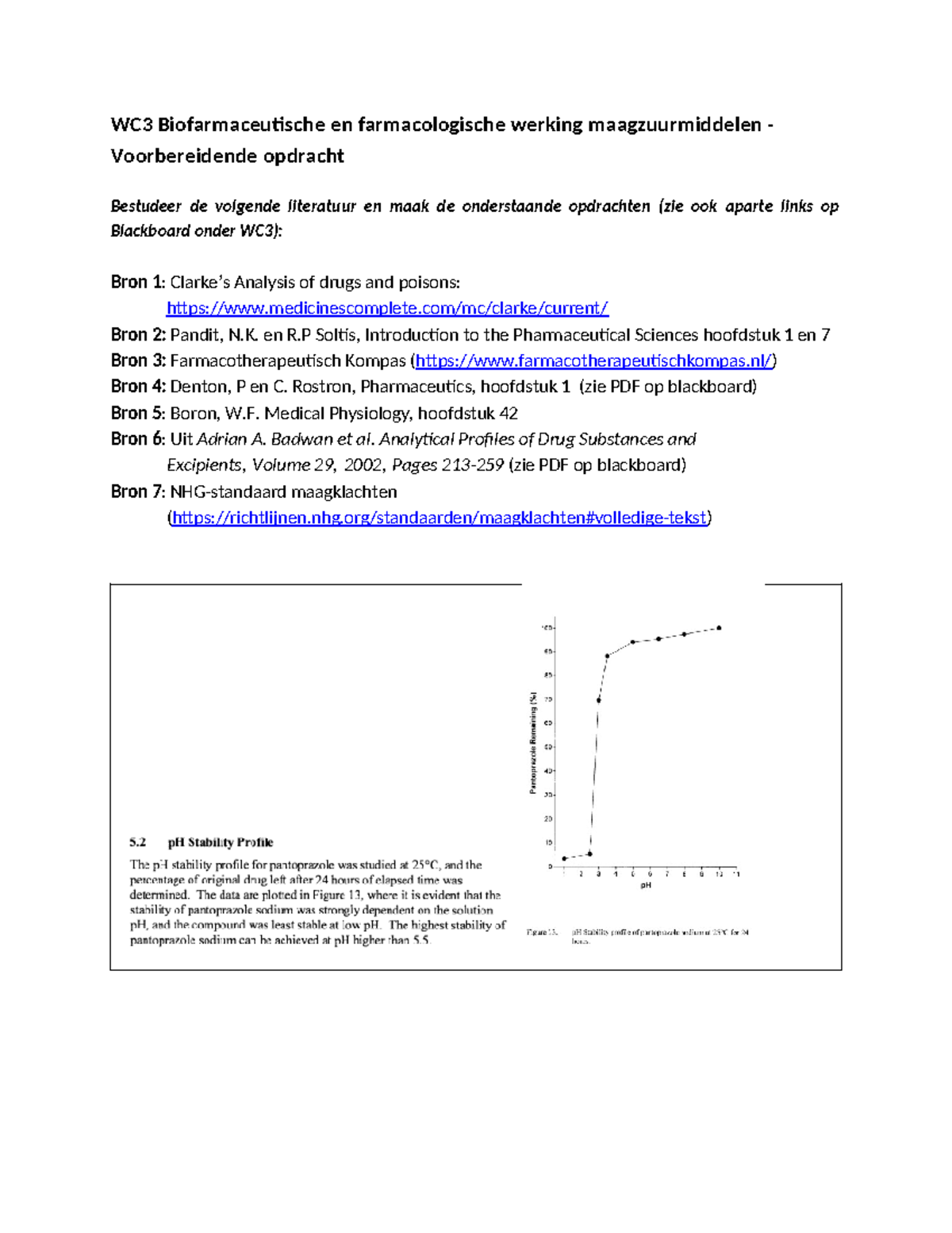 WC3 Voorbereiding - Biofarmacologie en Maagzuurmiddelen Analyse ...