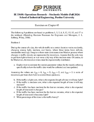 2025 Midterm 1 Exercises - Purdue university, IE 336 Spring 2024, Jan ...