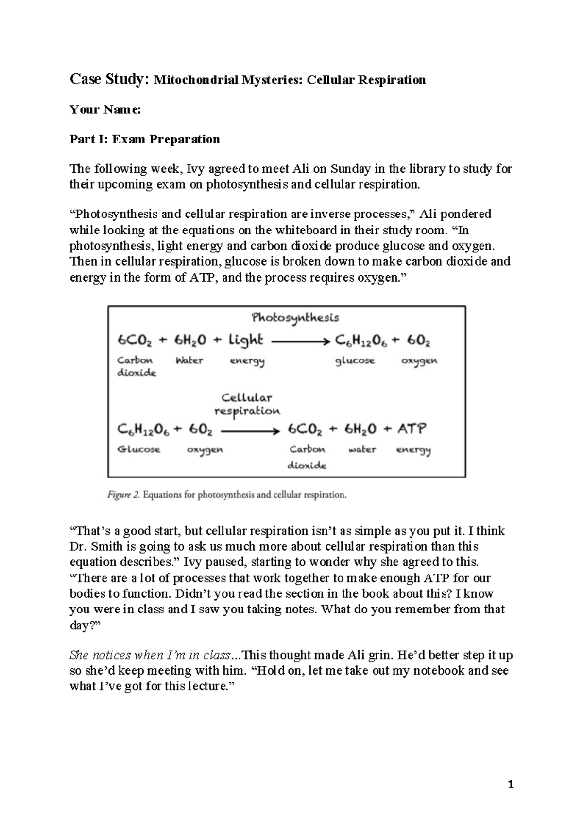 Case Study: Mitochondrial Mysteries Cellular Respiration ...