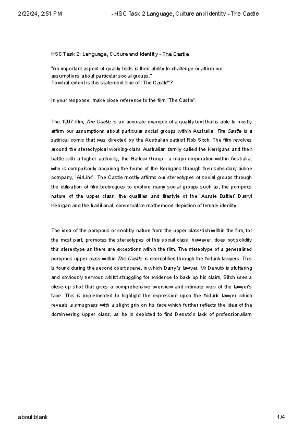 HSC Task 2 Essay: Exploring Language, Culture and Identity in The ...