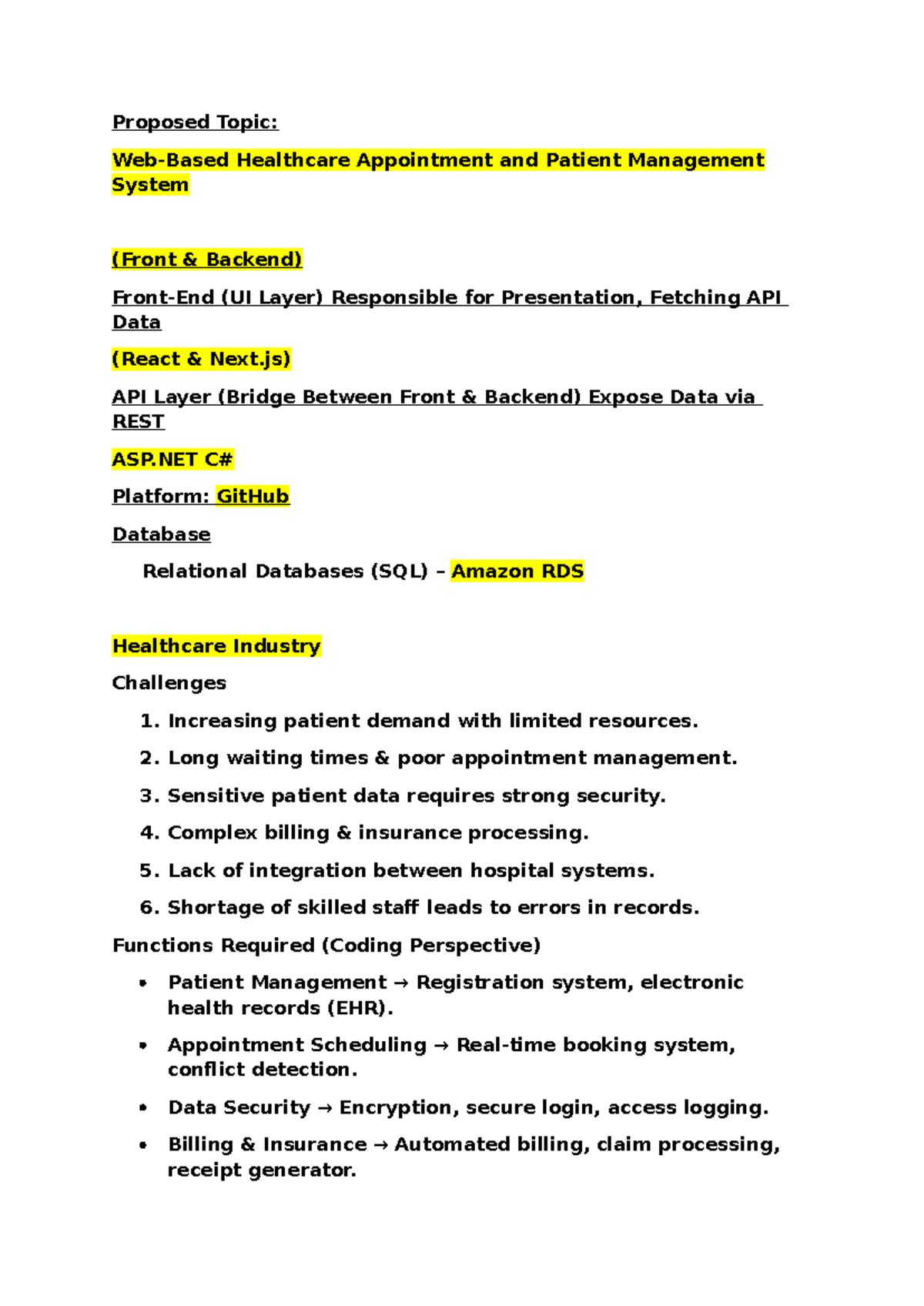 Final Assignment: Healthcare Appointment & Patient Management System ...