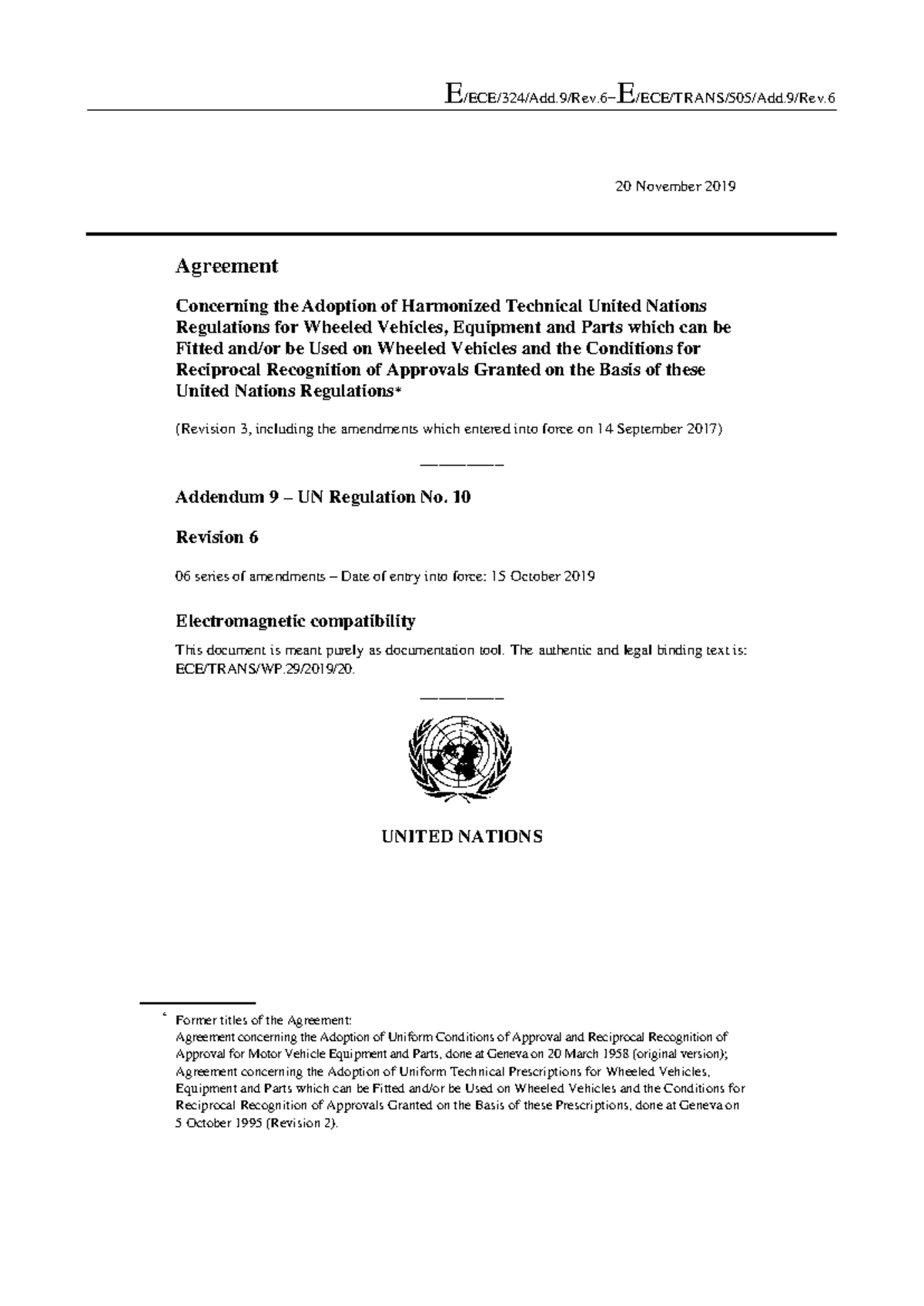 ECE 324: UN Regulation No. 10 on Electromagnetic Compatibility - Studocu