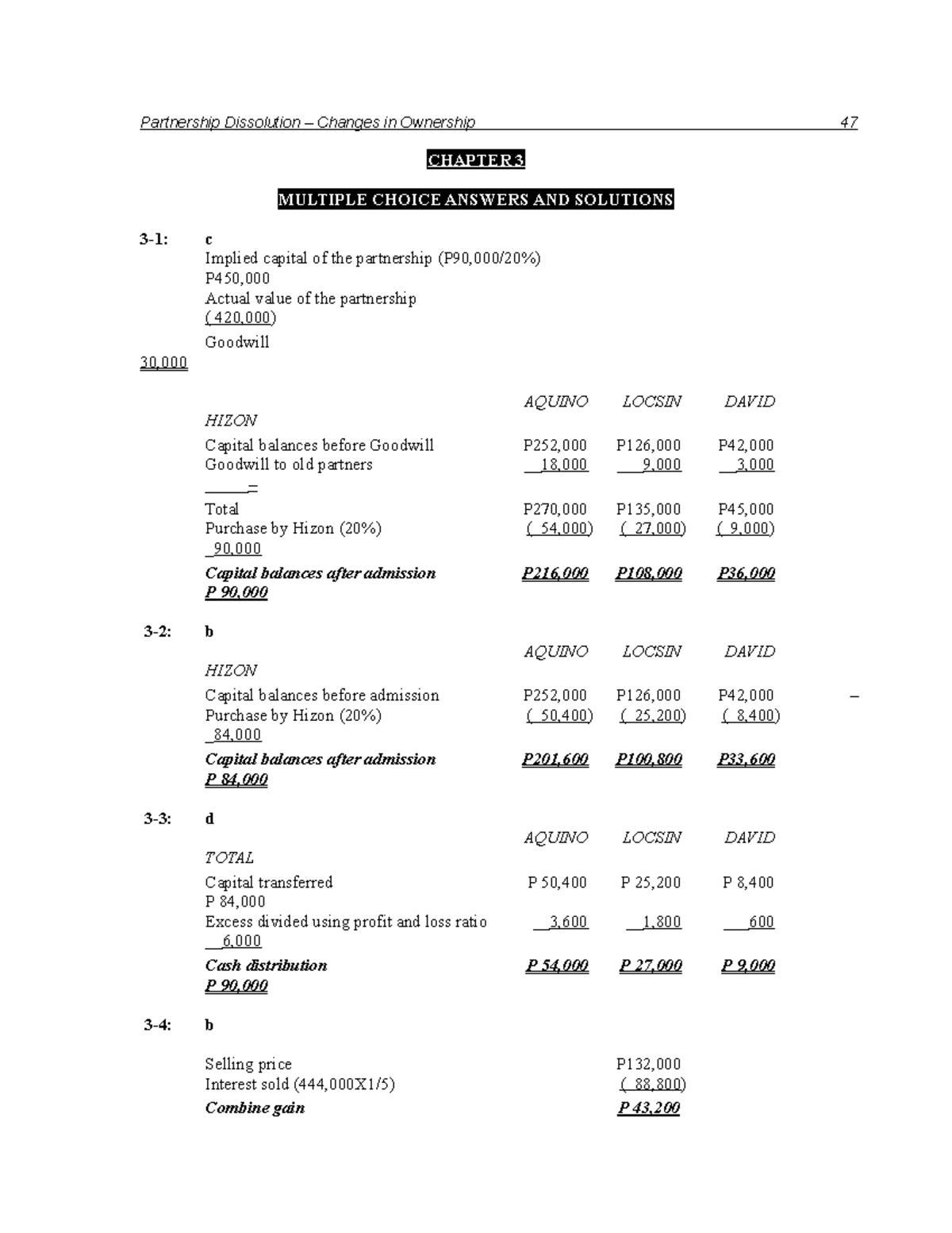 Chapter 3 Advanced Accounting Solutions: Dissolution & Ownership ...