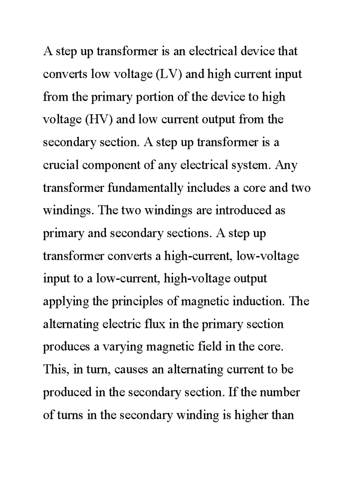 698937531 Step Up Transformer: Principles and Functionality - Studocu