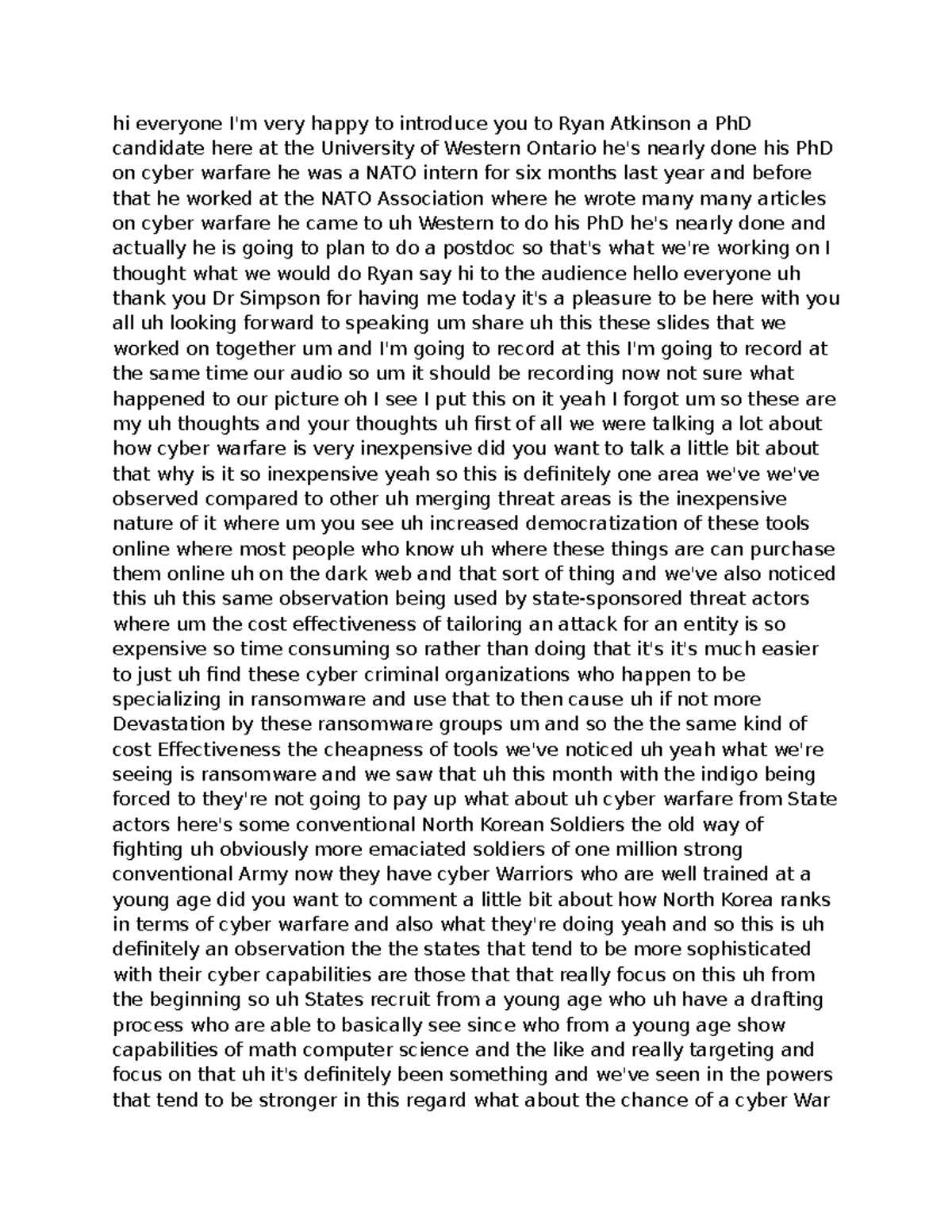 10D - Cyber Warfare Insights: A Discussion with PhD Candidate Ryan ...