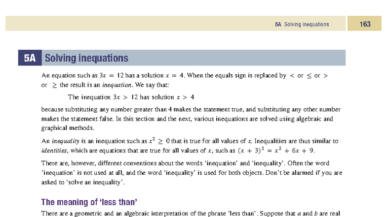Yr11 Ext1 Chapter 5 - Solving Inequations and Graphical Methods - Studocu