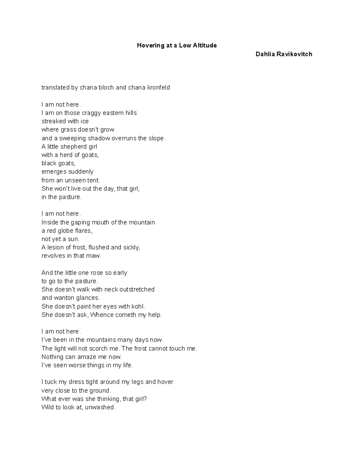 Hovering at a Low Altitude: Poem Analysis and Translation - Studocu
