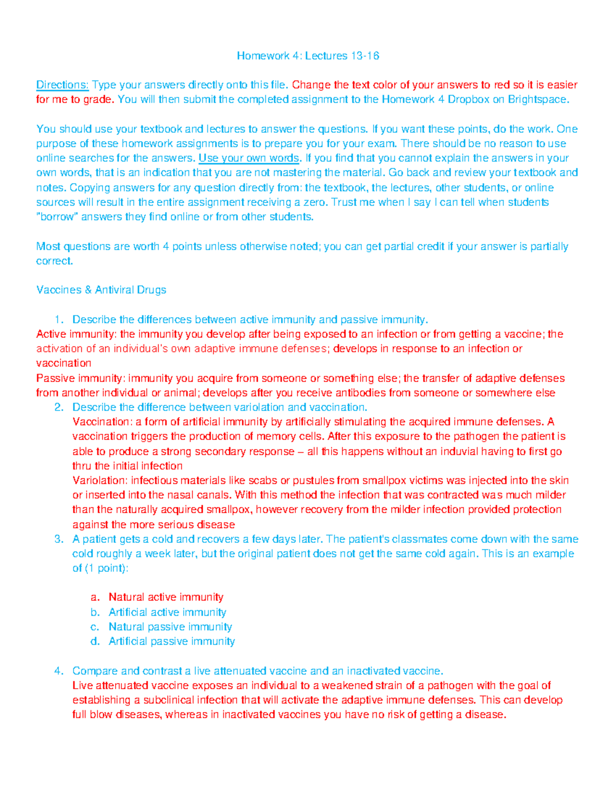 Homework 4: Immunology and Disease Concepts from Lectures 13-16 - Studocu