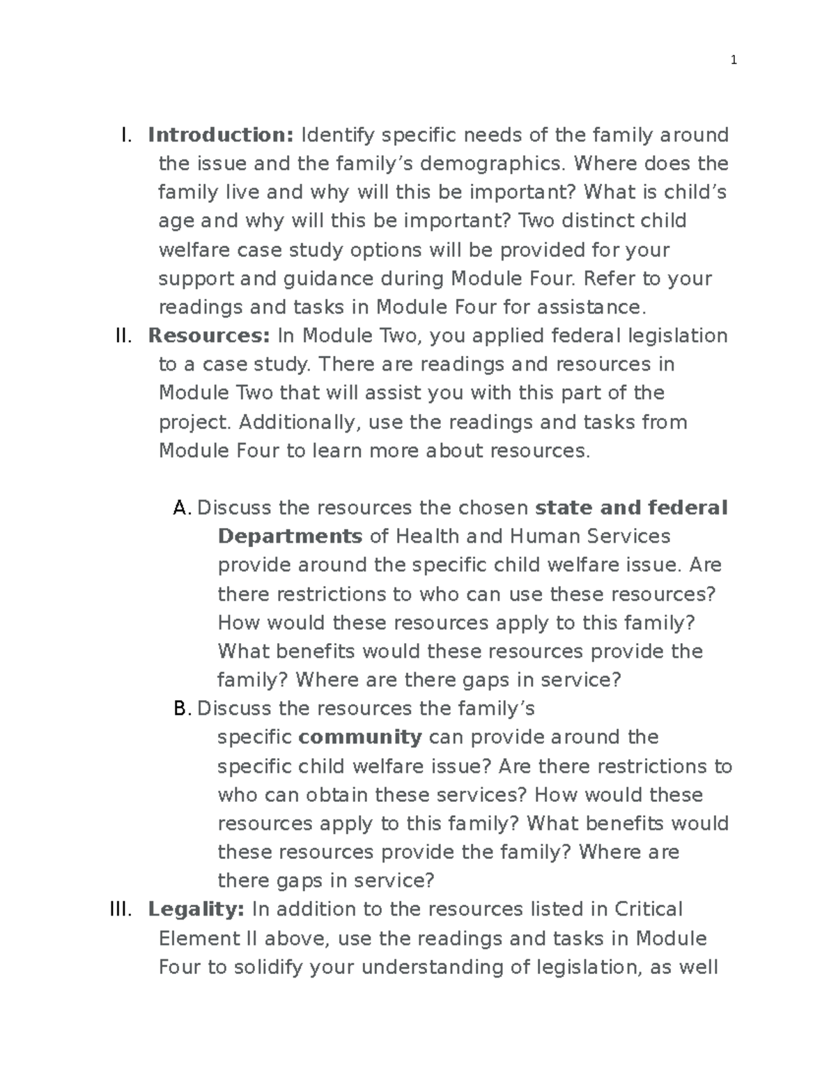HSE-325 Child Welfare Resources and Family Case Study Outline - Studocu