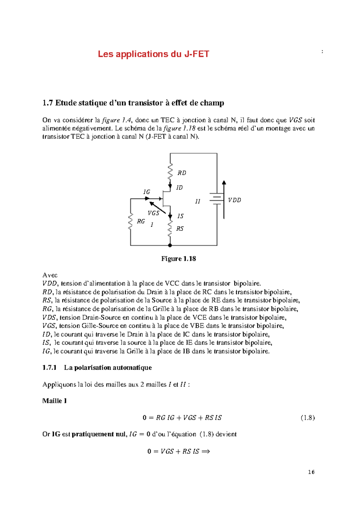 Étude des Transistors à Effet de Champ pour le Cours ELEC 101 - Studocu