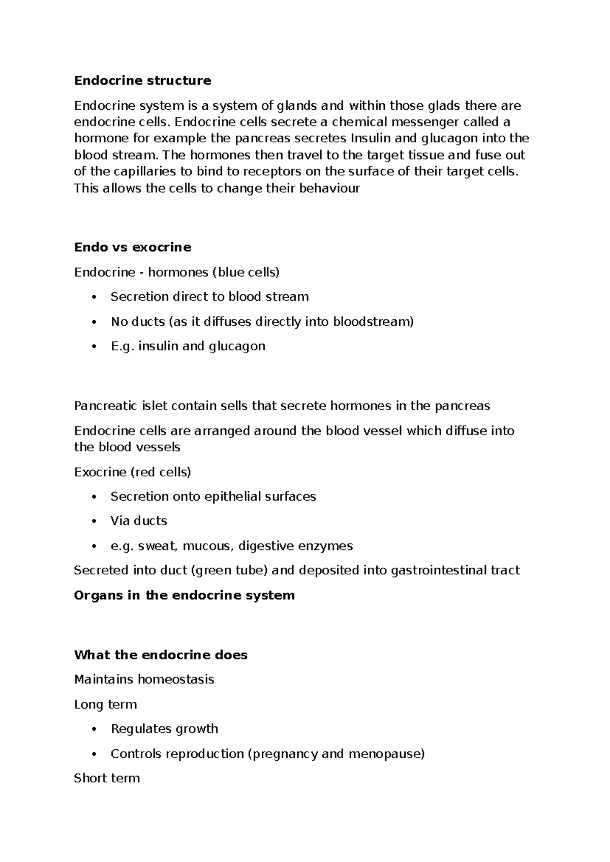 Endocrine System Overview: Structure and Function Insights - Studocu