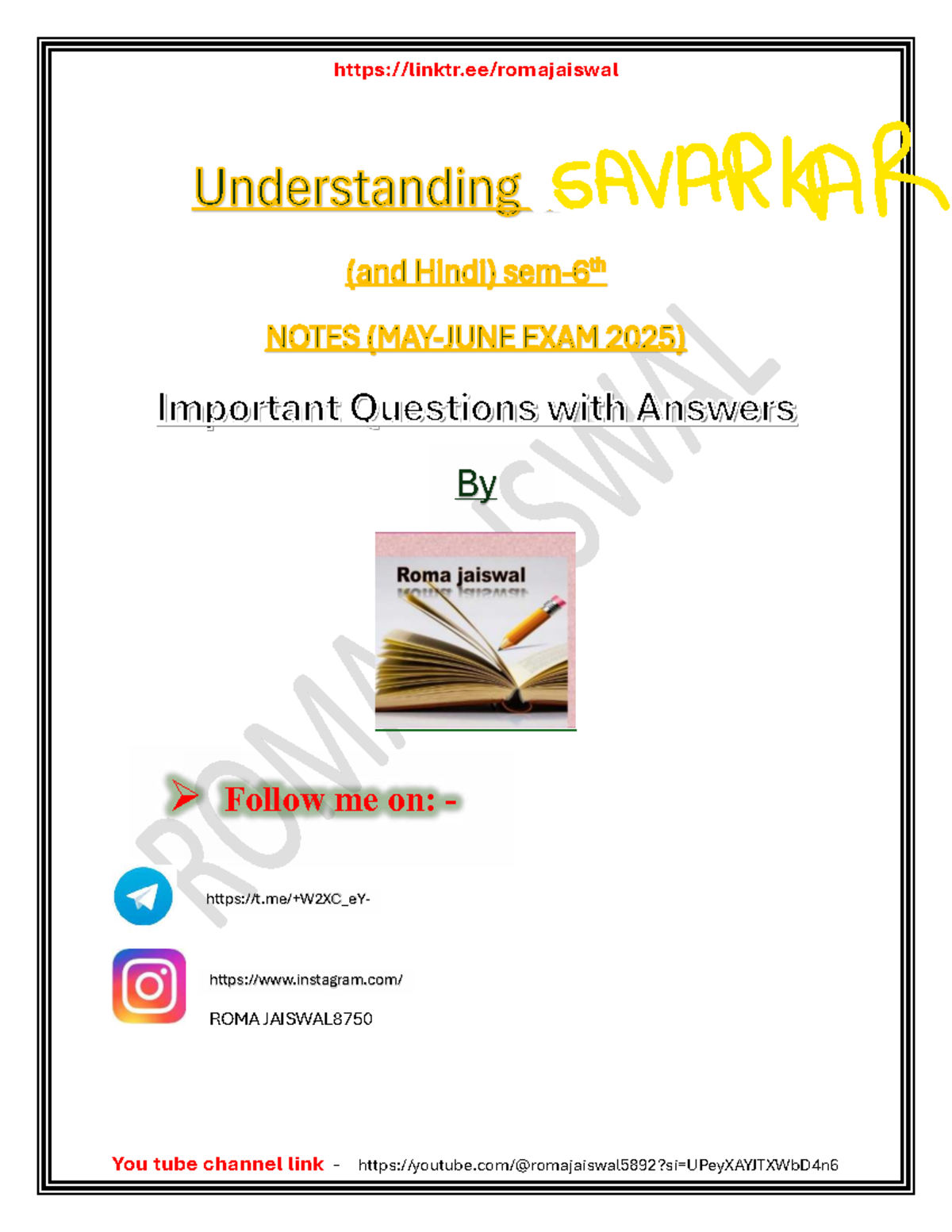 Understanding Savarkar: A Study on His Ideologies and Impact - Studocu