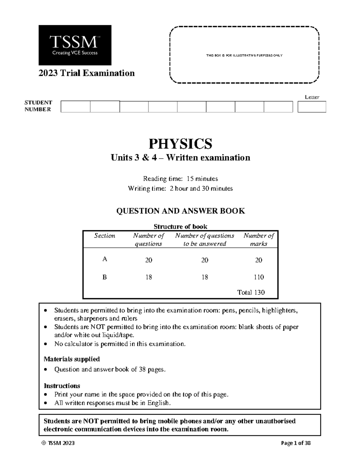 2023 TSSM Physics Units 3 & 4 Trial Exam Questions and Answers - Studocu