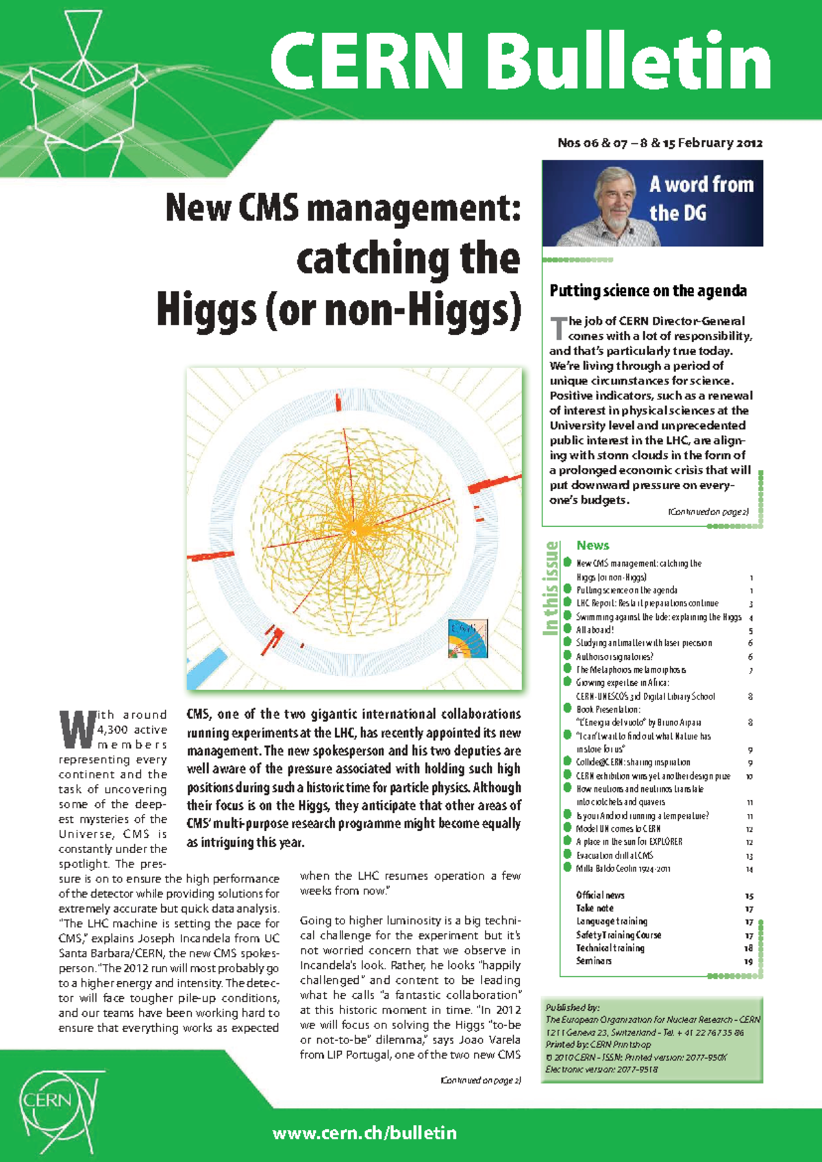 CERN Bulletin No. 06-07-08: New CMS Management & Higgs Updates (Feb ...