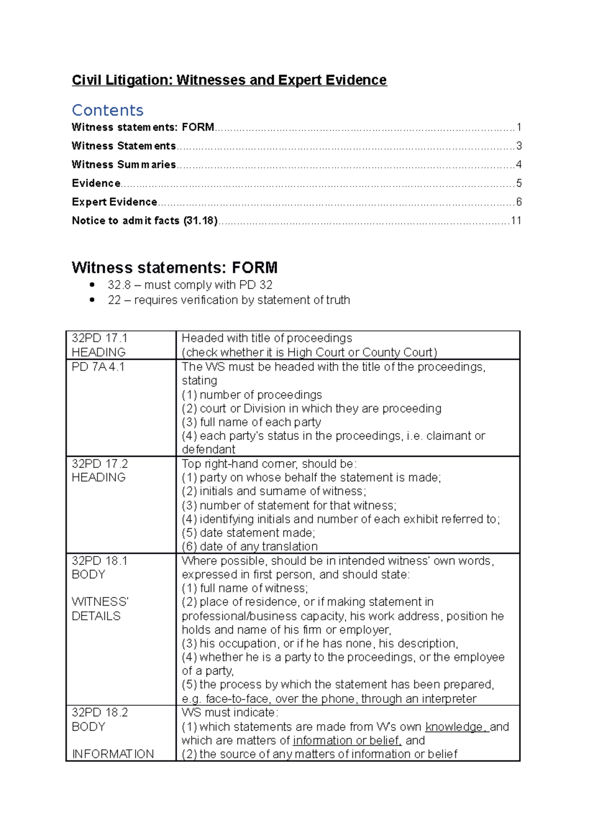 Civ Lit Witness Statements and Evidence - Civil Litigation: Witnesses ...