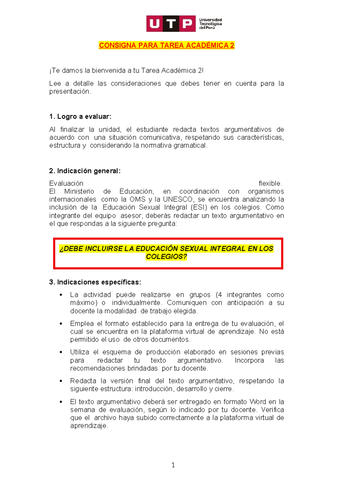 🔴 (AC-S12-TA2) – Tarea Académica 2: Redacción de Texto Argumentativo ...