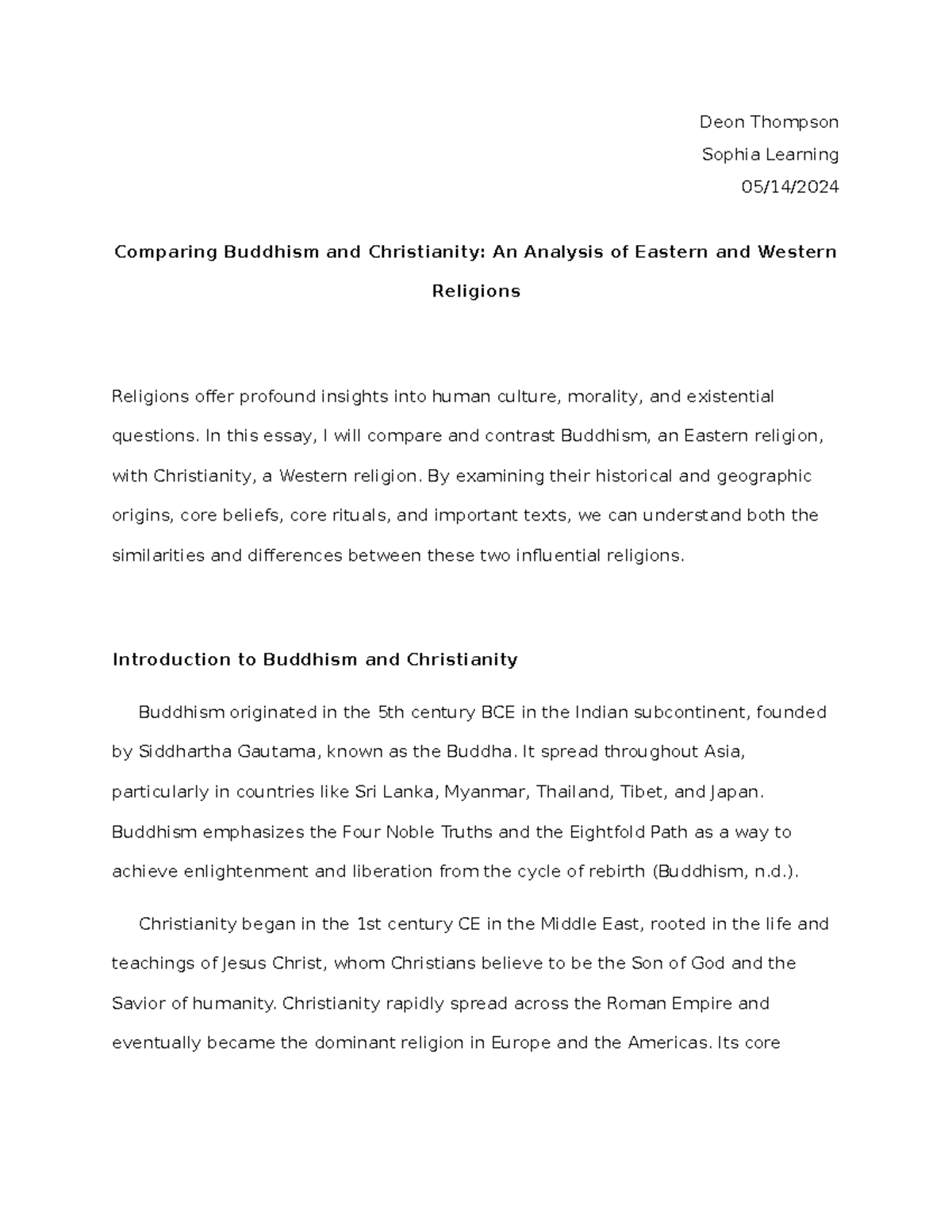 Comparative Study of Buddhism and Christianity: Eastern vs. Western ...