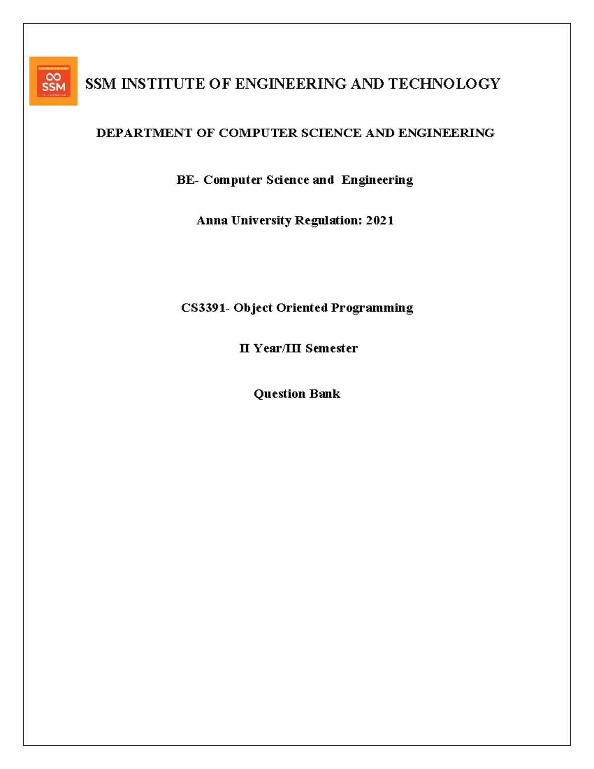 OOP II Sem Question Bank - Unit I: Intro to OOP & Java - Studocu