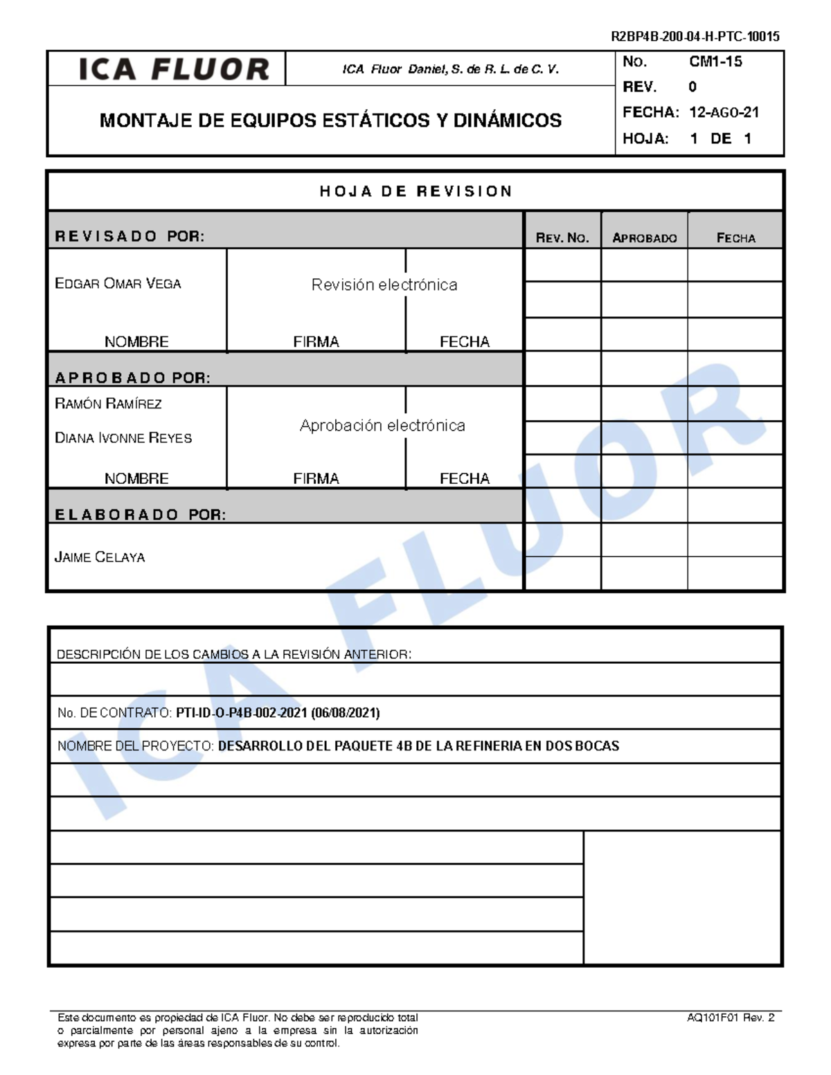 CM115 Montaje de Equipos Estáticos y Dinámicos - Procedimiento y Revisión - Studocu