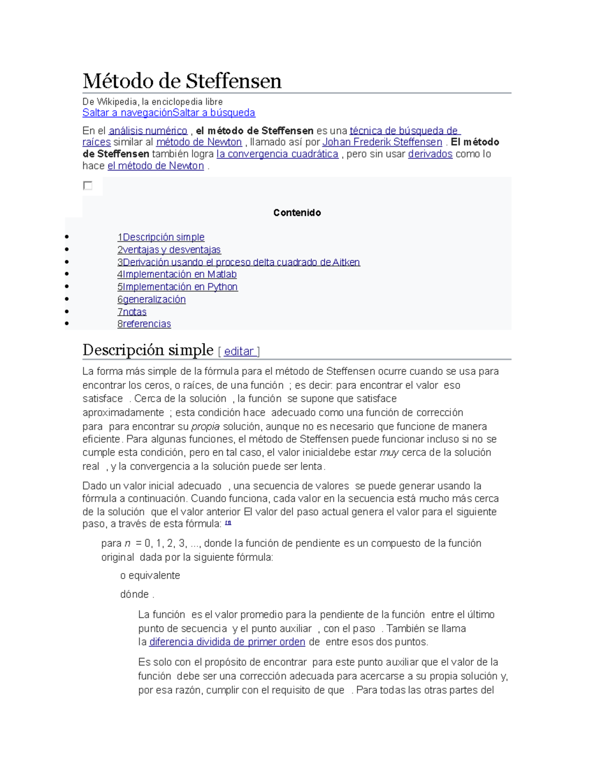 Método de Steffensen: Resolución de Ecuaciones Lineales Sin Derivadas - Studocu