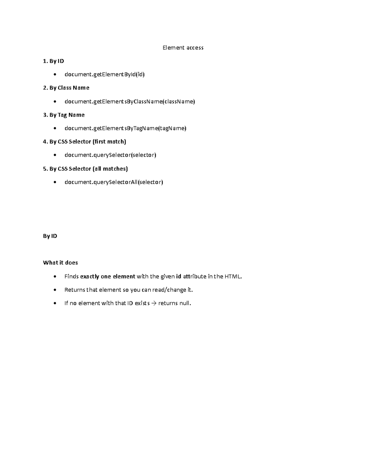JavaScript DOM Manipulation & Event Handling Notes (CS101) - Studocu